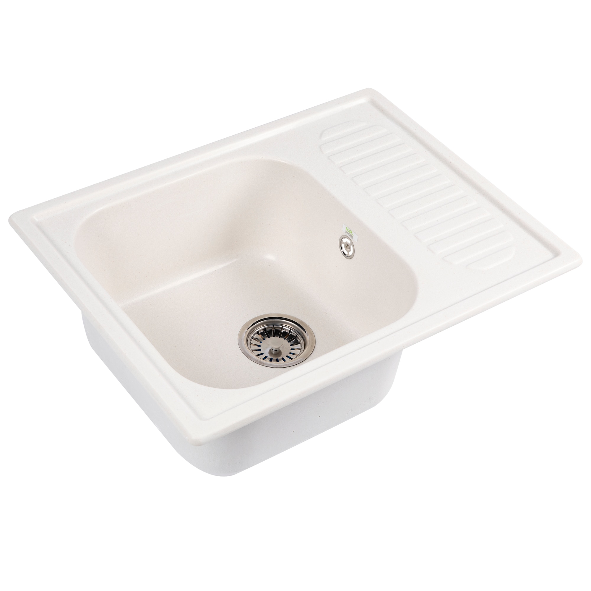 Chiuveta compozit dreptunghi cu picurator, 640x490mm, alba - eMAG.ro