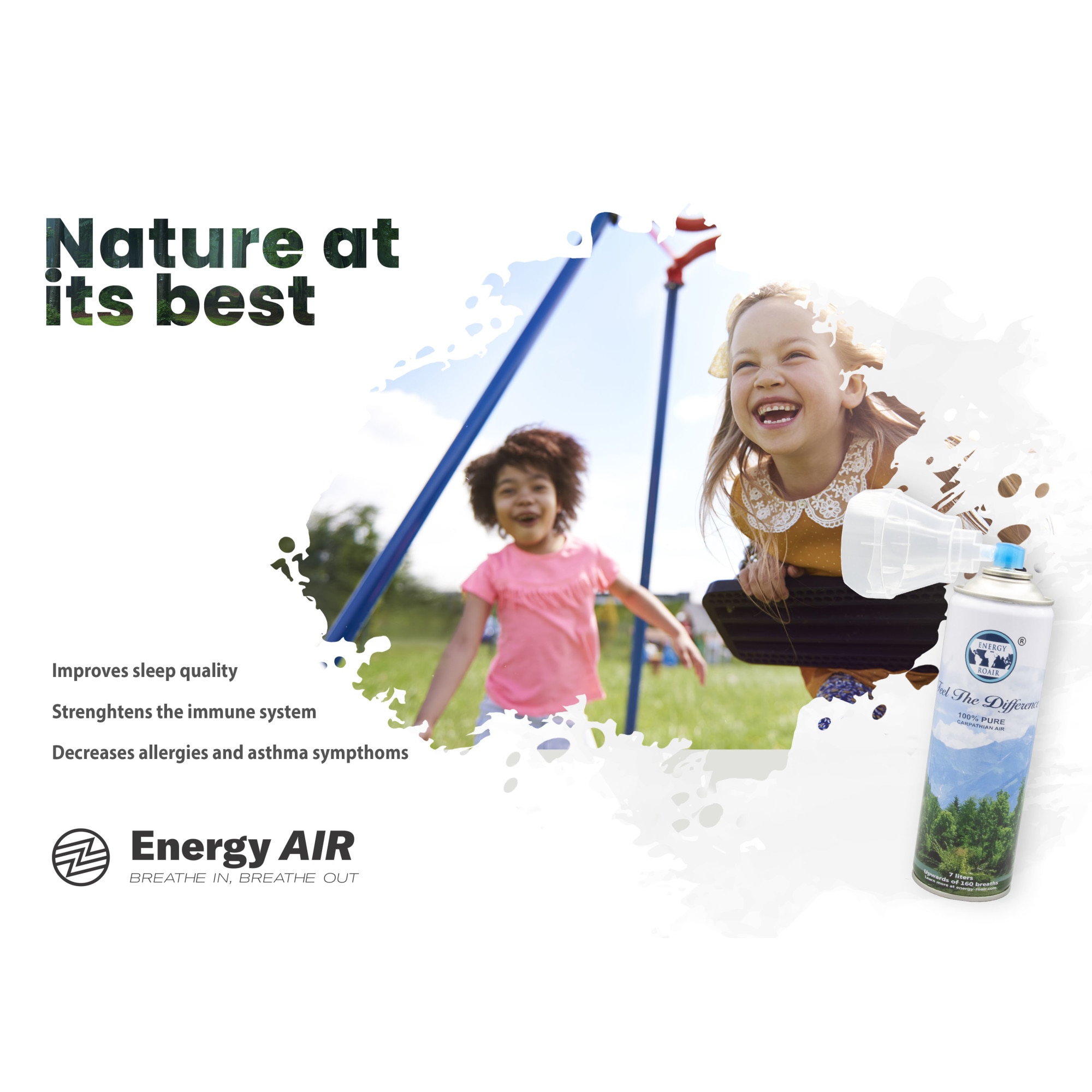 Inhalator Tub Portabil 100% Aer Pur din Muntii Carpati, Energy Air, 21% ...