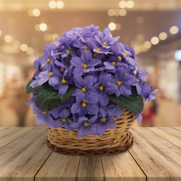 Cos rattan cu flori, 19 cm, Multicolor - eMAG.ro