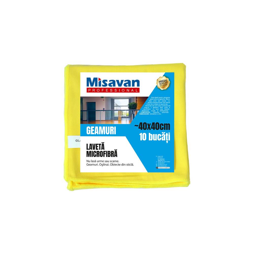 Set 10 Lavete din Microfibra pentru Geam Misavan Professional, 40x40 cm ...