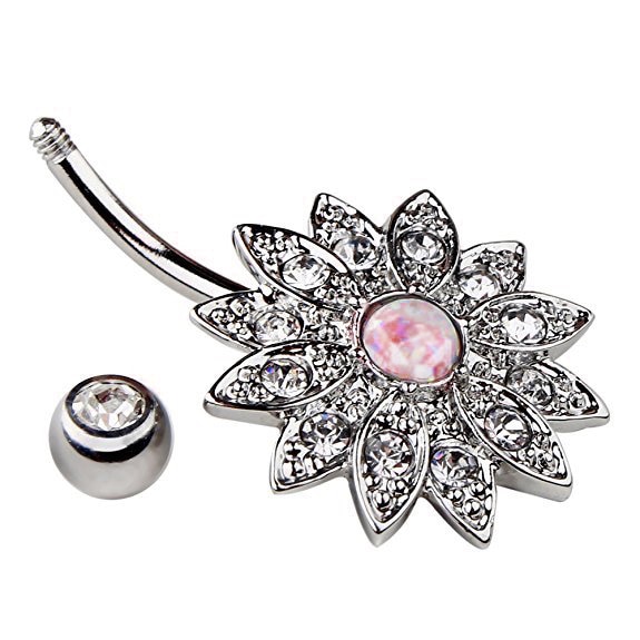 Piercing buric Gogou, Otel chirurgical 316L, Model floral - eMAG.ro