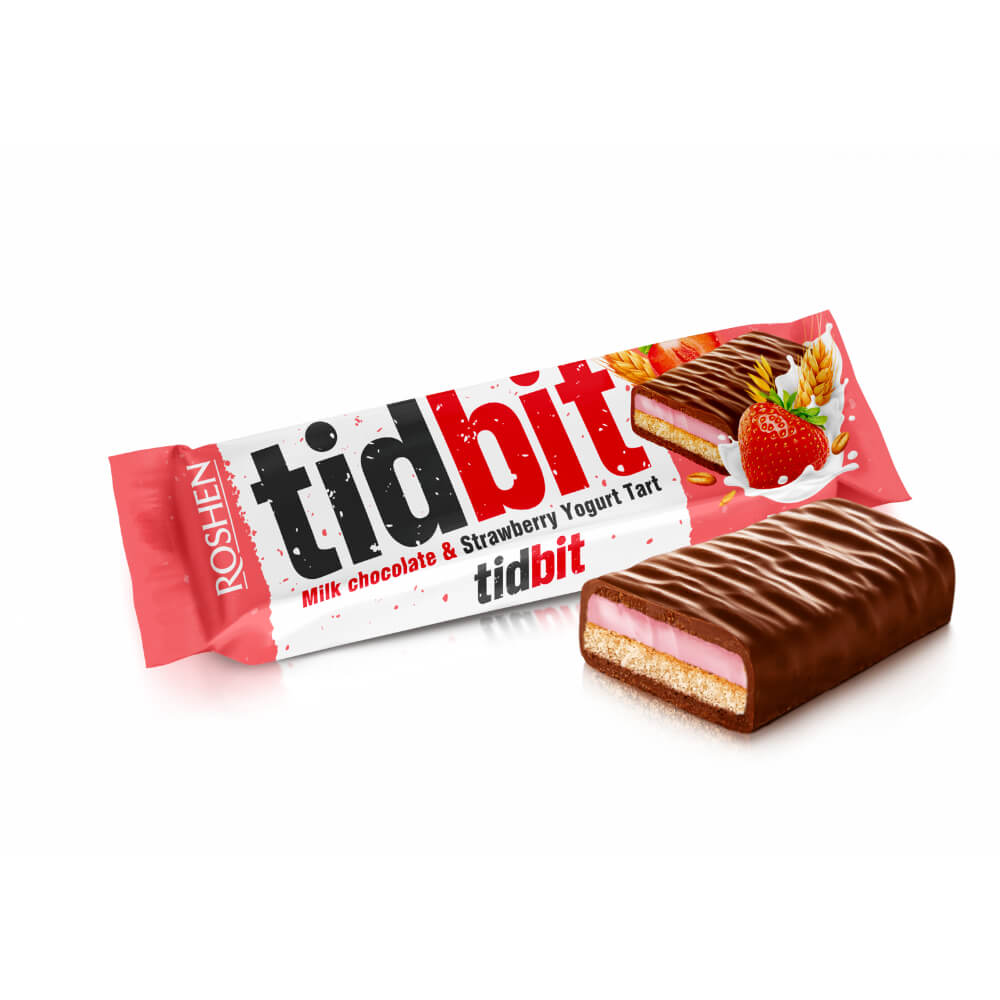 Roshen, Rúd csokoládé joghurtos és málna töltelékkel, Tidbit, 50 g ...