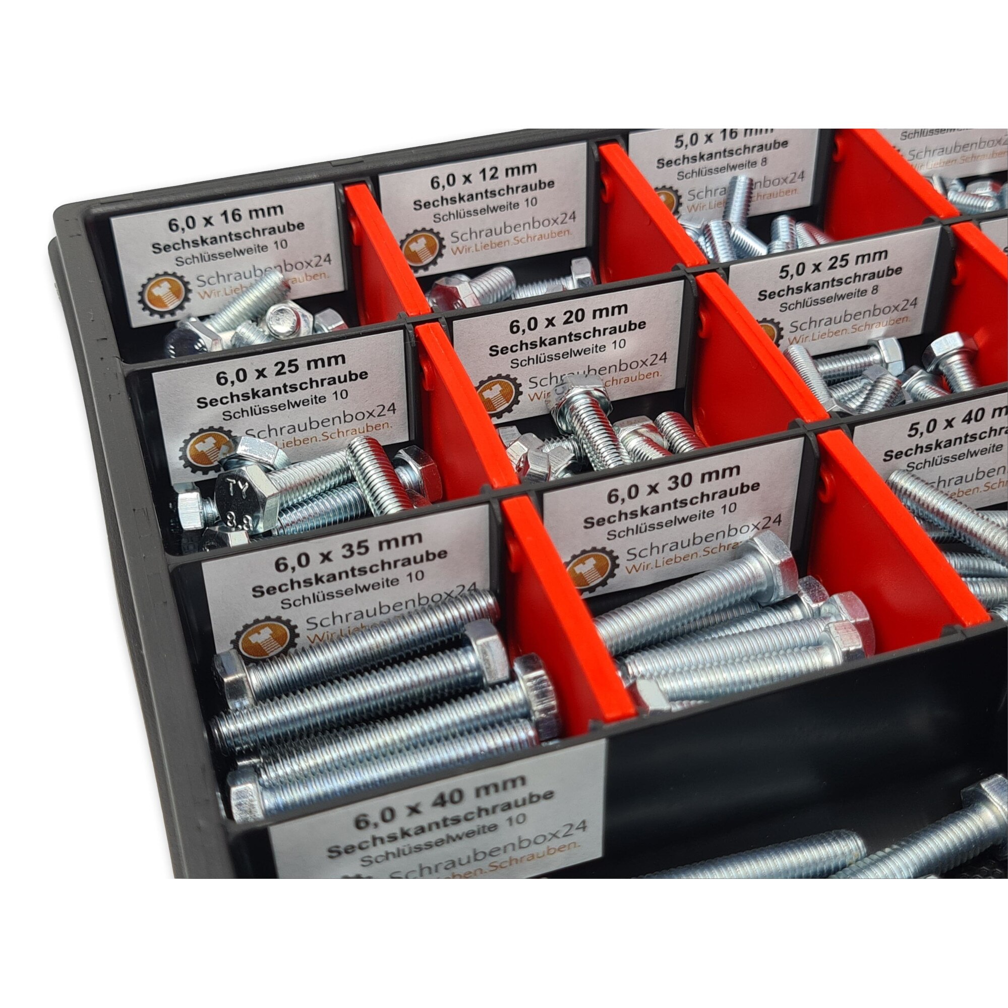 Set suruburi cu cap hexagonal, Schraubenbox24, M4-M5-M6 / 8mm-50mm, 350 ...
