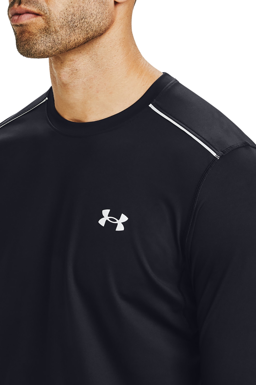 Under Armour, Bluza cu logo pentru alergare Empowered, Negru/Alb, S ...
