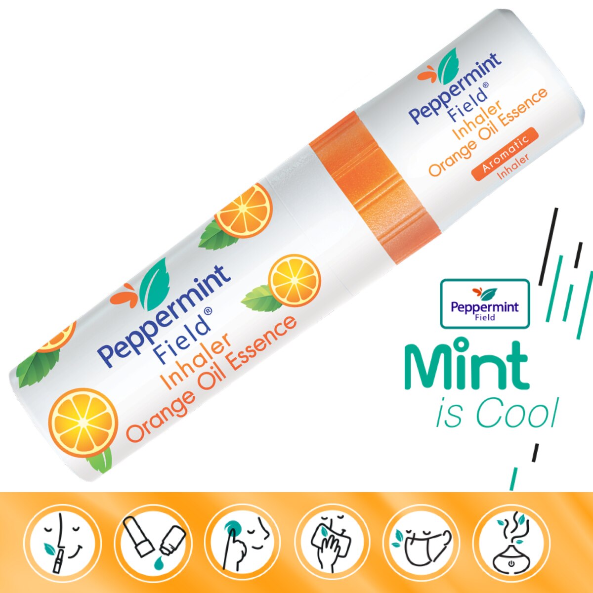 Creion nazal 2 in 1, Aroma-inhalator Peppermint Field Orange Essence, 2 ...