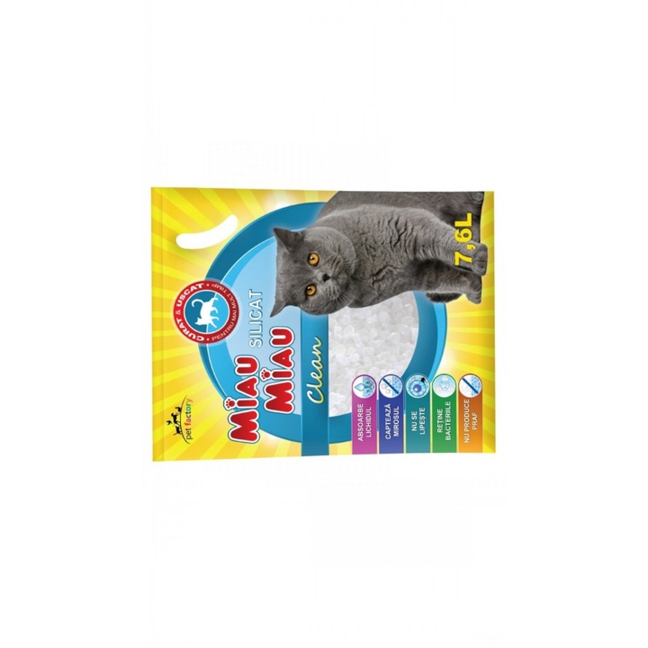 Силициев пясък за котки Meow Meow 7.6 L Clean - eMAG.bg