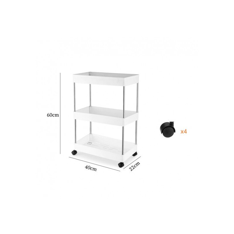 Organizator universal cu 3 rafturi, roti 360 grade, alb, design labute ...