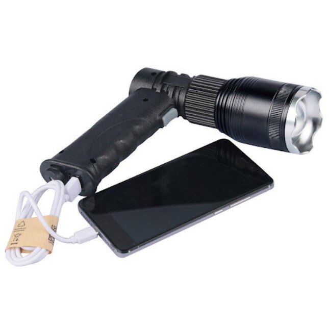 KlaussTech pisztoly típusú LED zseblámpa lítium elemmel és állvánnyal ...