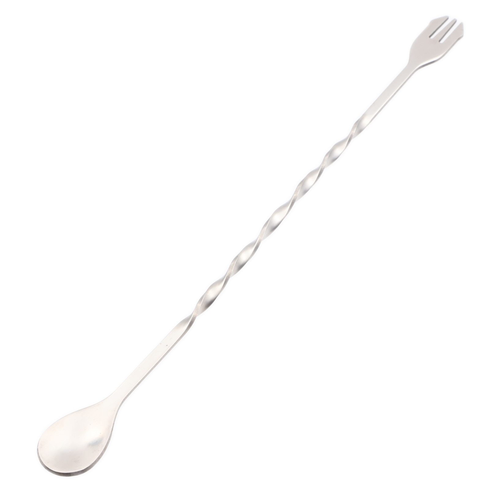 Lingurita spiralata cu furculita de cocktail, pentru bar, inox, 26 cm ...
