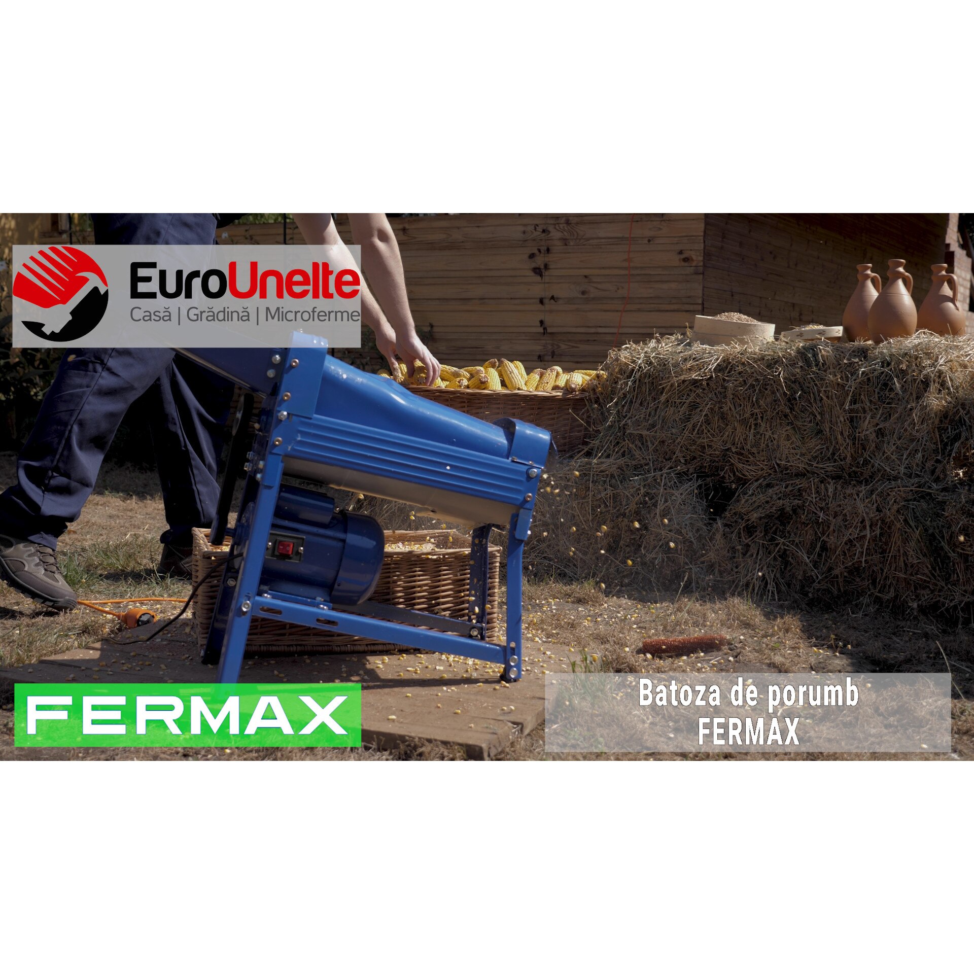 Batoza de porumb profesionla FERMAX, 2000 kg/h, motor 1500W, bobinaj ...