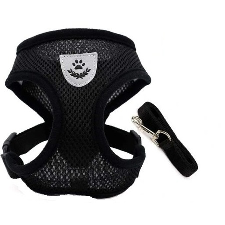 Set Ham si lesa pentru o pisica si un catelus, marime L, Negru - eMAG.ro