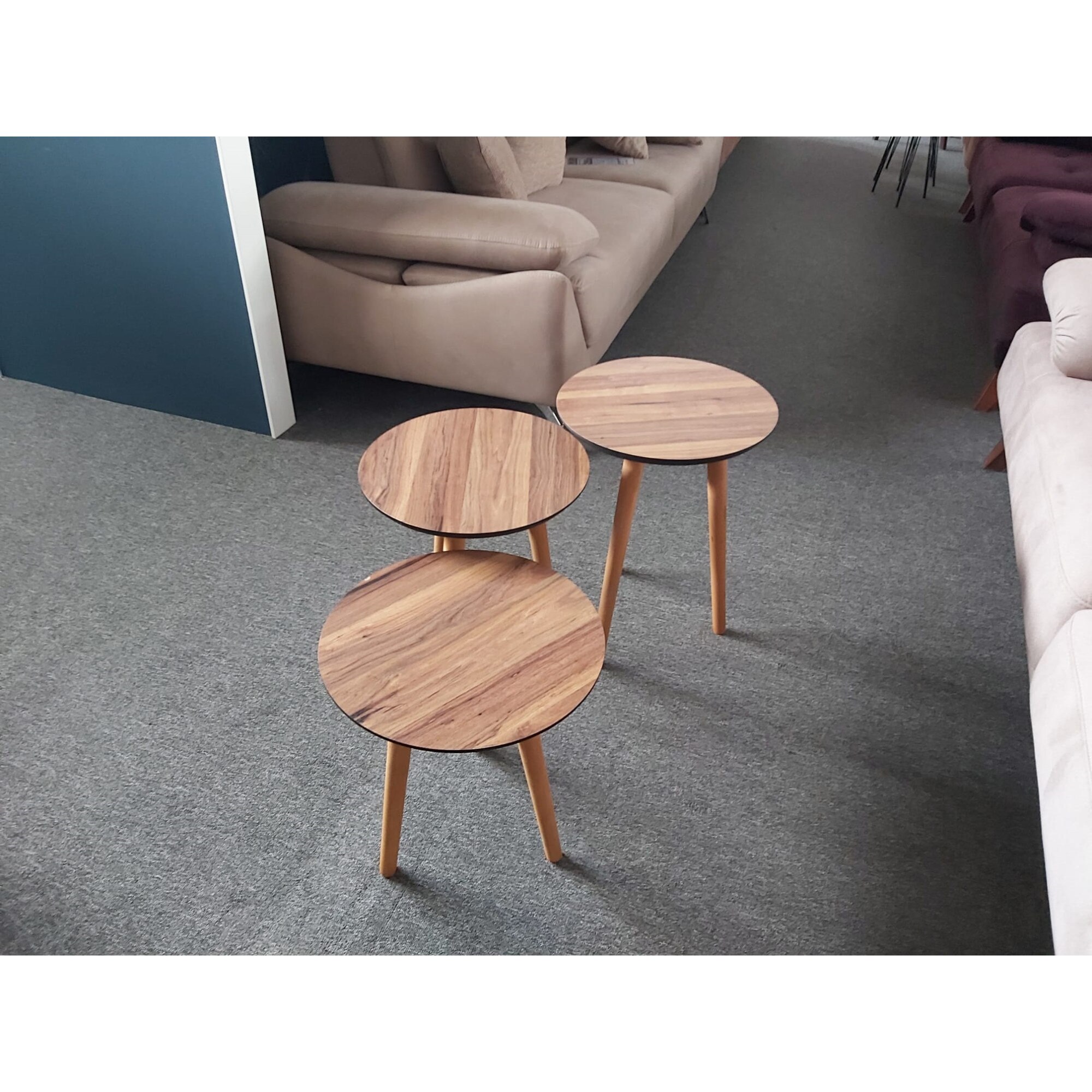 Set 3 masute cafea Design Retro Wood Studio Casa, picioare din lemn, 50 ...