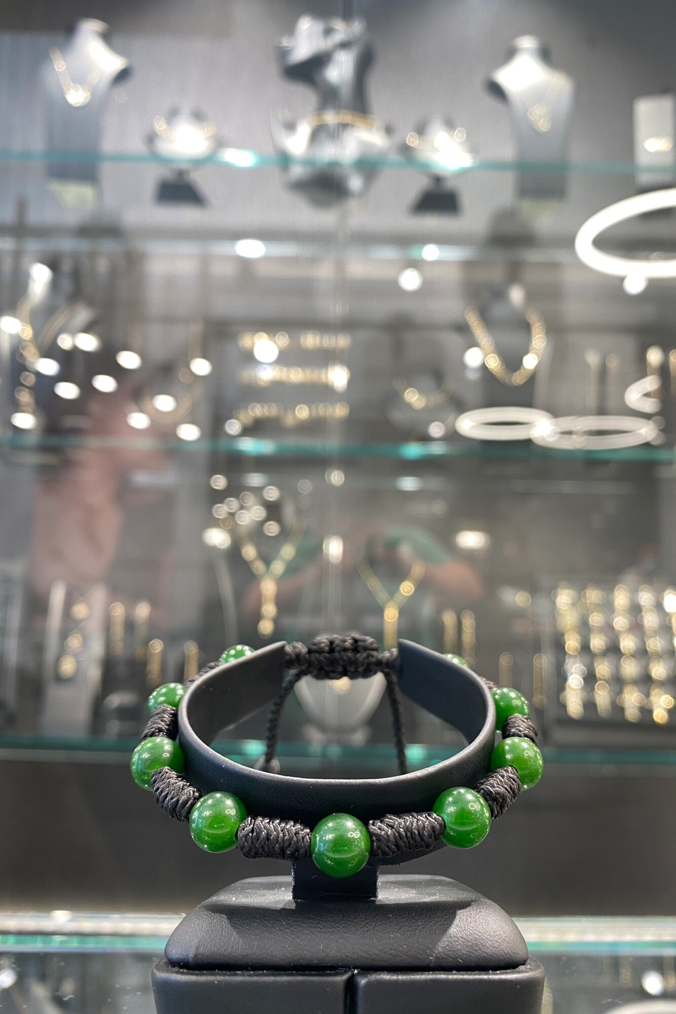 Bratara Dama, Jay Jewellery, Rozariu, Bile, 8 mm, Jad verde, snur negru ...