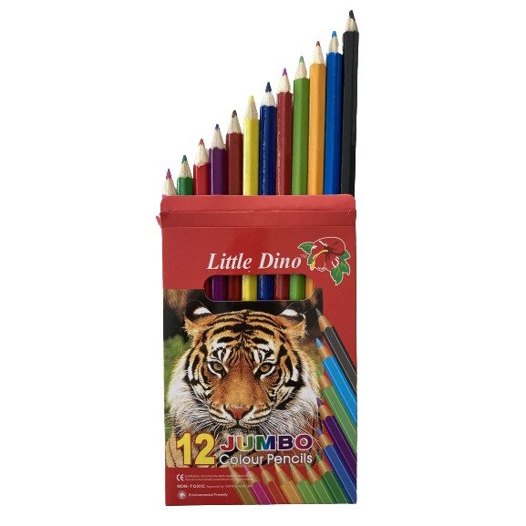 Set creioane colorate Little Dino, Jumbo, 12 culori,forma hexagonala ...