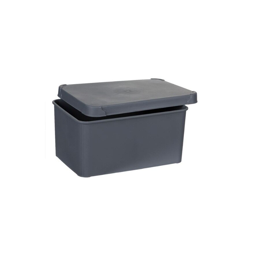 Set 2 cutii cu capac, plastic, gri mat, 35x24x16 cm - eMAG.ro