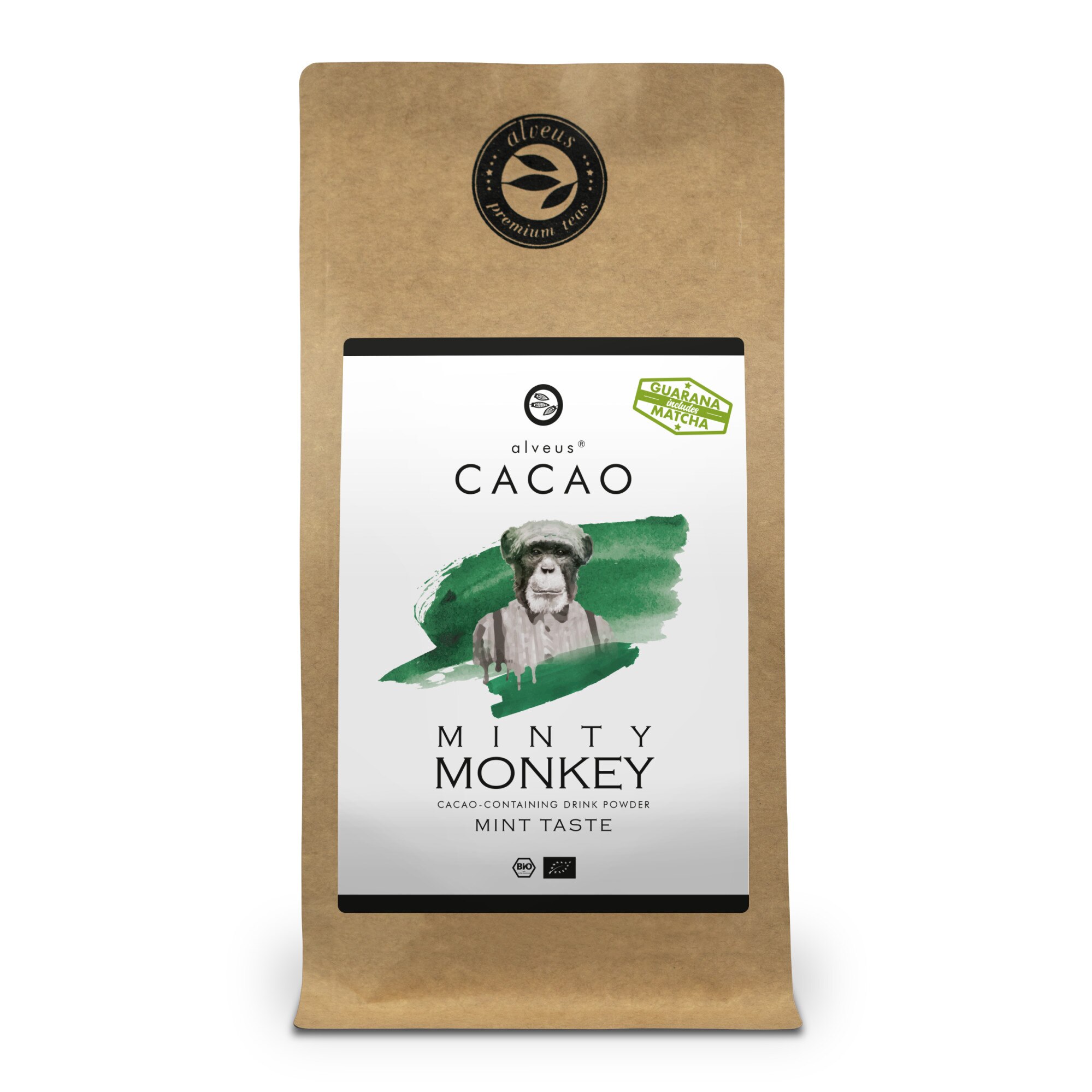 Cacao pudra, cu guarana si matcha Minty Monkey Alveus Mint Taste125g ...