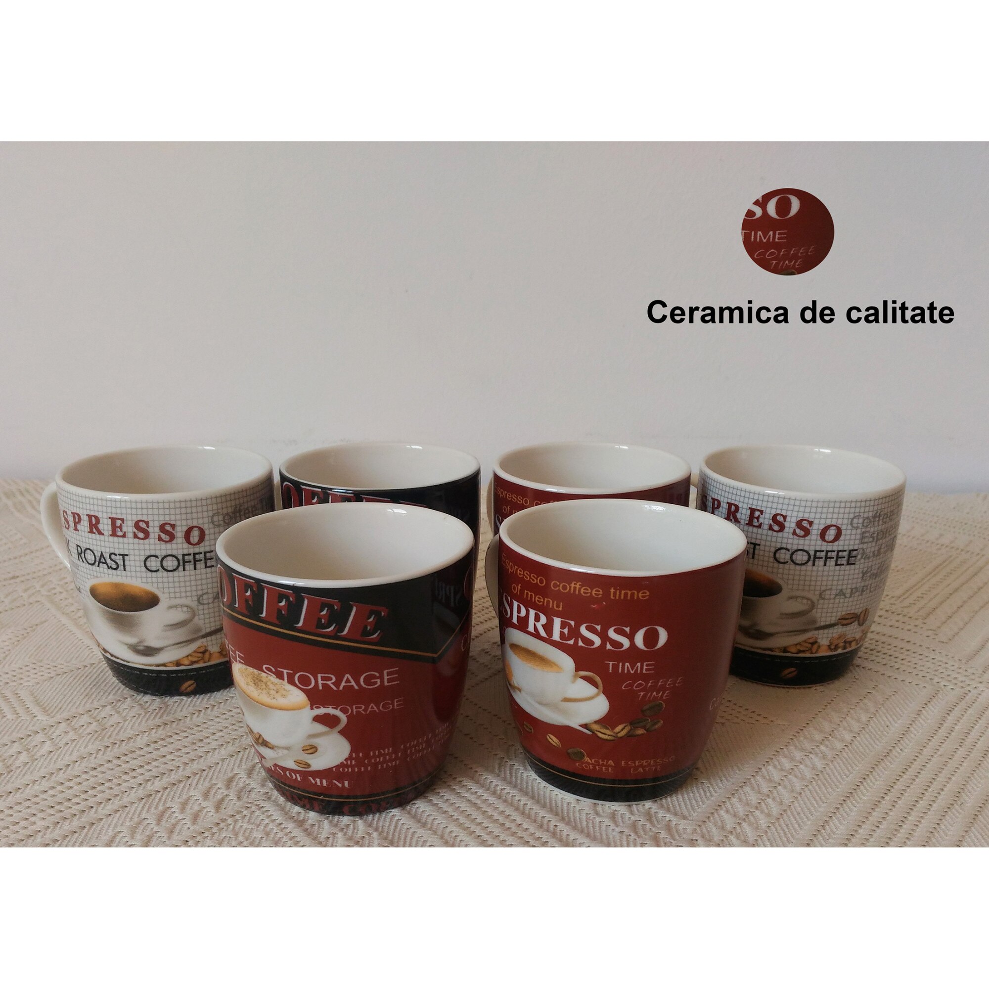 Set 6 Cani Cafea, Ceramica, 200 ml - eMAG.ro