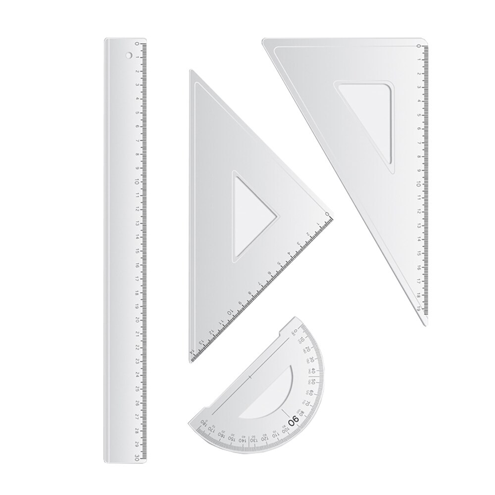 Trusa geometrie S-cool 4 piese/set, liniar 30 cm - eMAG.ro