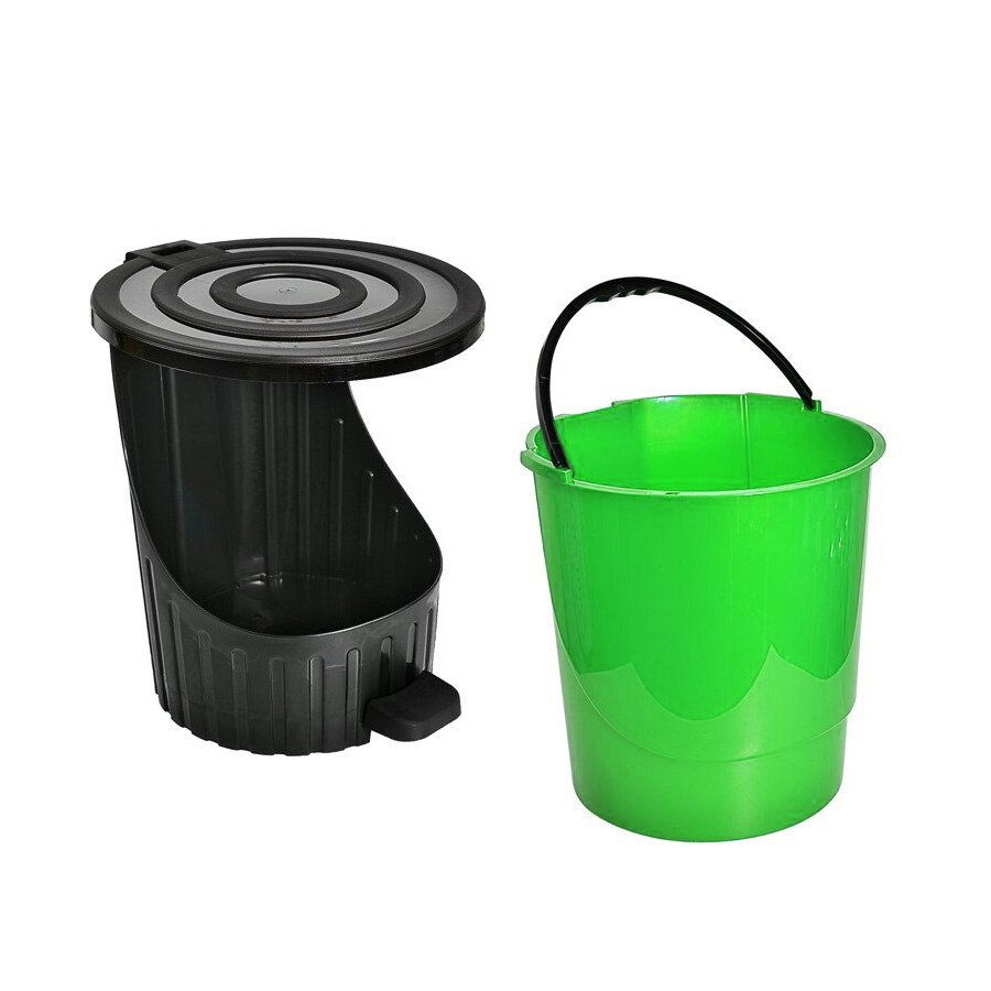 Cos de gunoi cu pedala Dunya 26 L, negru-verde - eMAG.ro