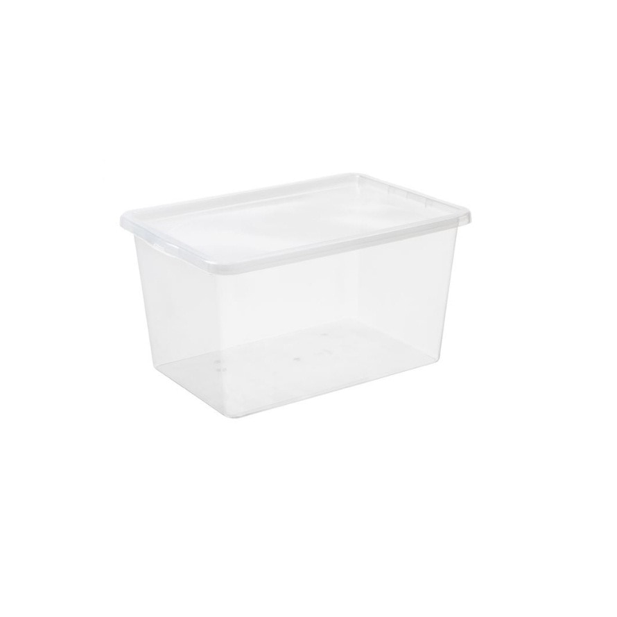 Set 5 cutii de depozitare, cu capac, plastic, transparenta, 60x40x30 cm ...