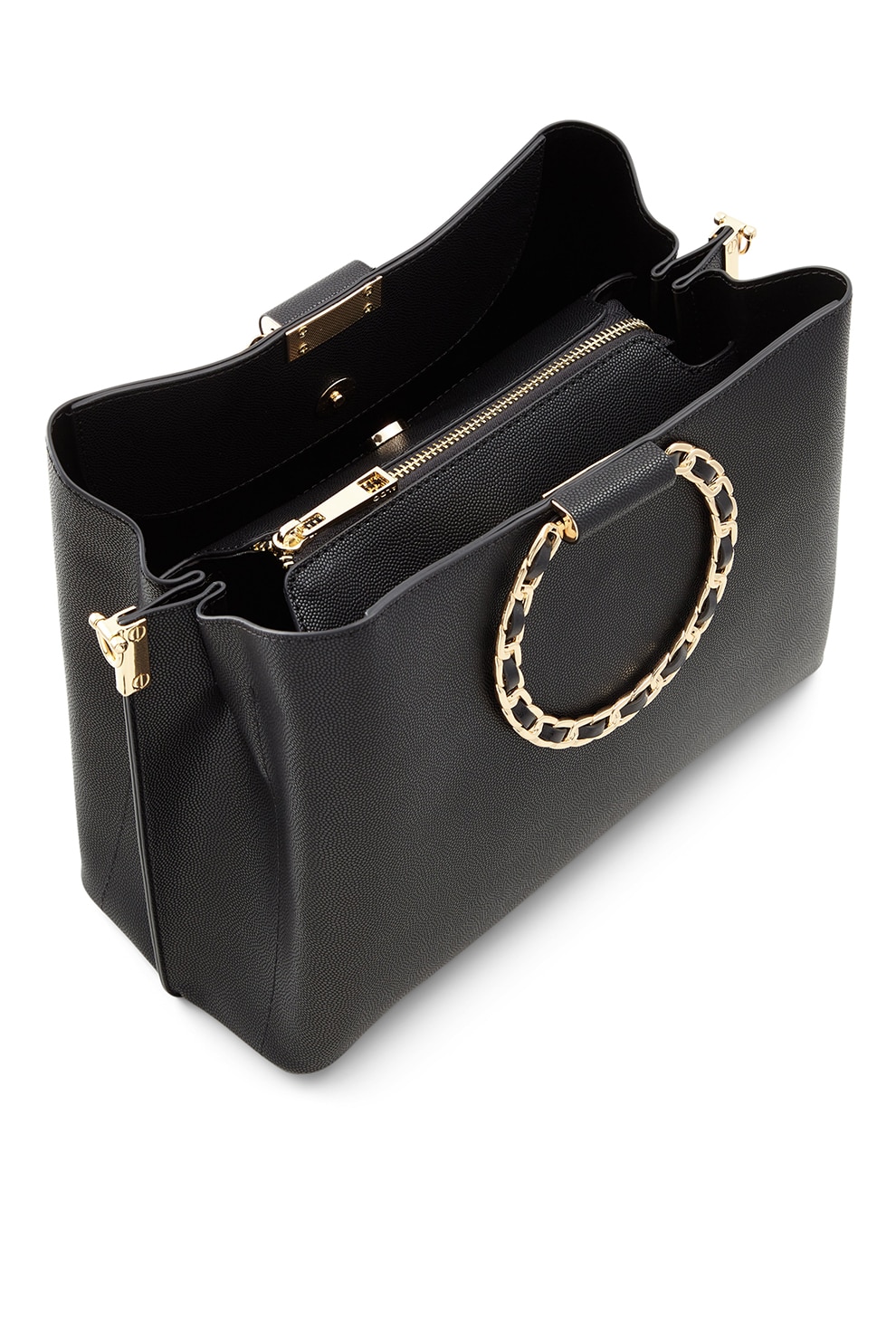 Aldo, Geanta de piele ecologica cu manere metalice Addreinna, Negru ...