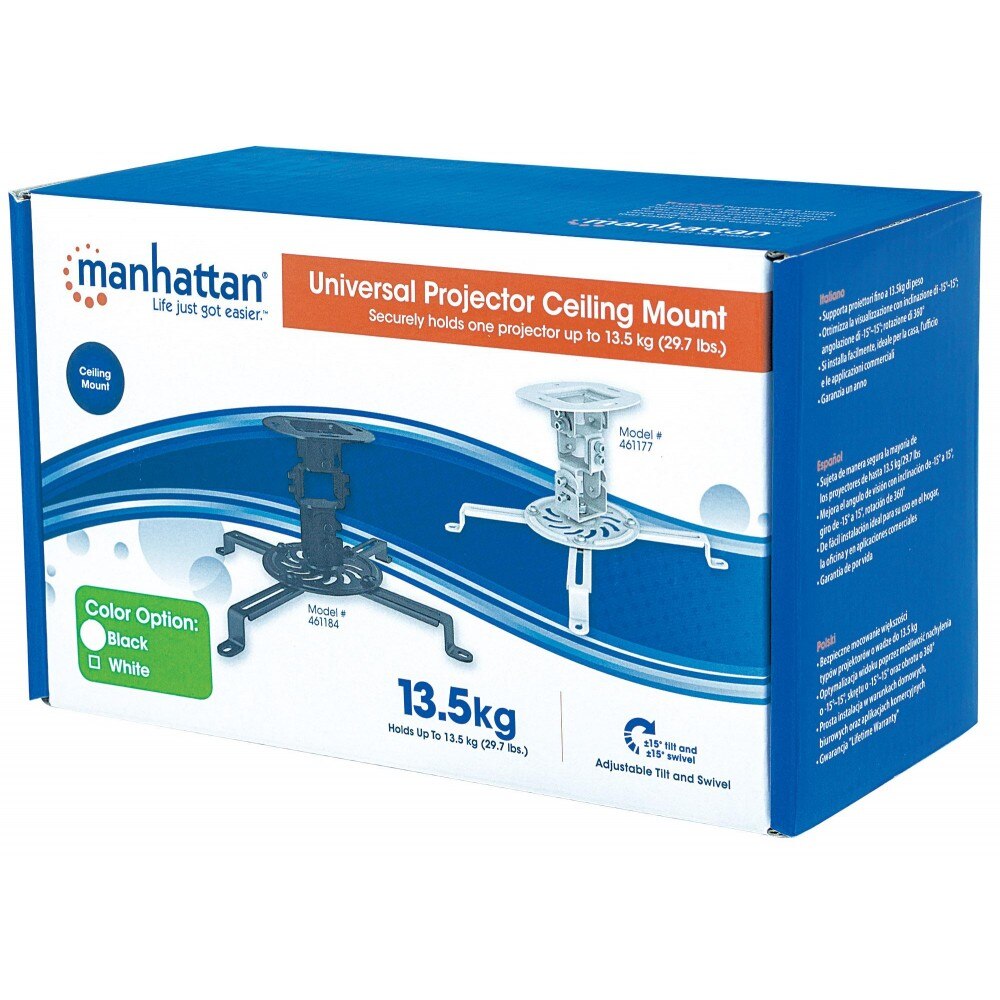 Suport proiector de tavan, reglabil, MANHATTAN, negru, ICA-PM 135B ...