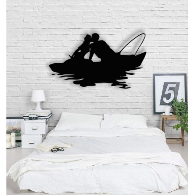 Decor perete Cuplu in Barca HHH351 din lemn 40x23 cm - eMAG.ro