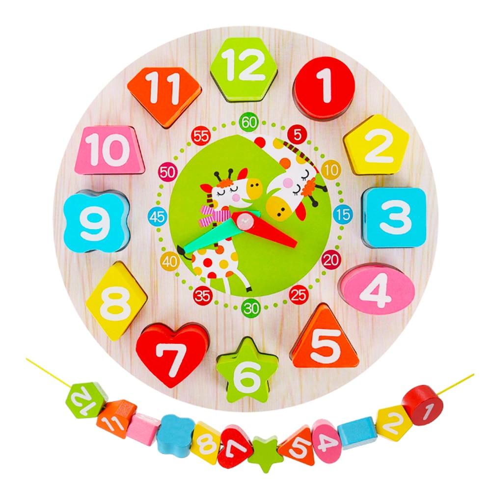 Jucarie 3 in 1 Ceas, Puzzle si Joc de snuruit din lemn, WD7024-A RCO ...