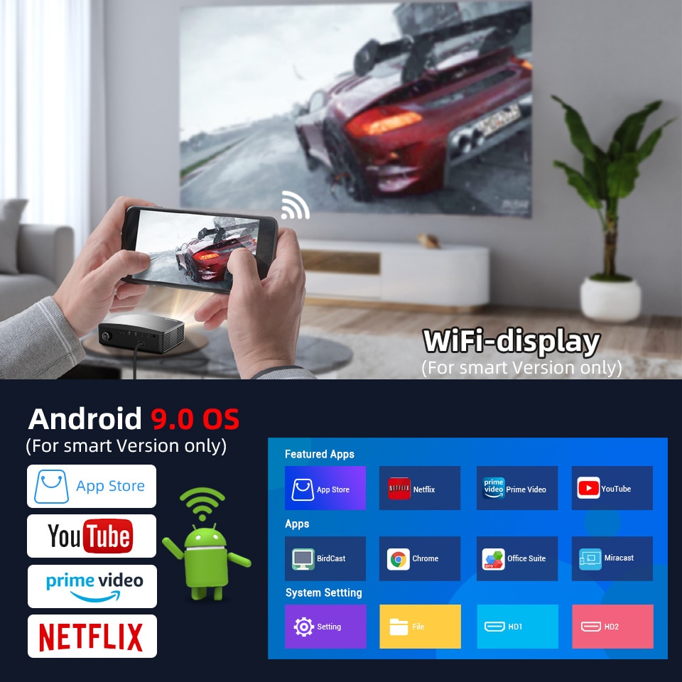 Smart LCD видео проектор, BYINTEK K25, Real full HD 1080P, 4k, 7000 ...