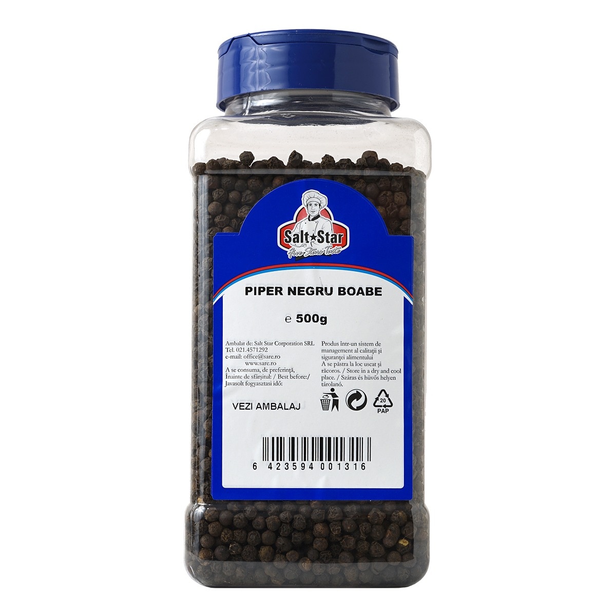 Piper negru boabe, Vietnam, borcan 500g - eMAG.ro