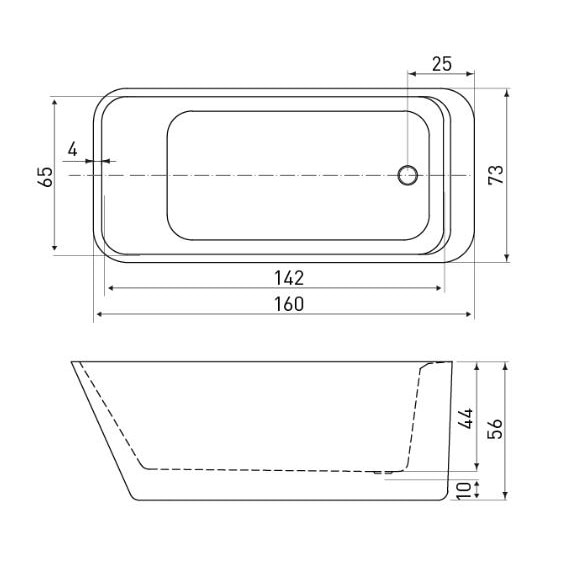 Cada de baie freestanding Mbo-Doli, 160x72x56, alb, acril antibacterian ...