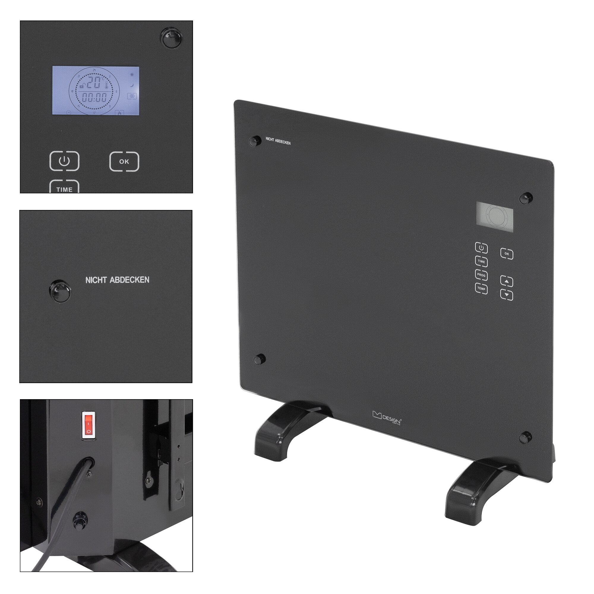 ML-Design Elektromos konvektor, 54 x 47 x 9 cm, 1000 W, 20 mm - 40 mm ...