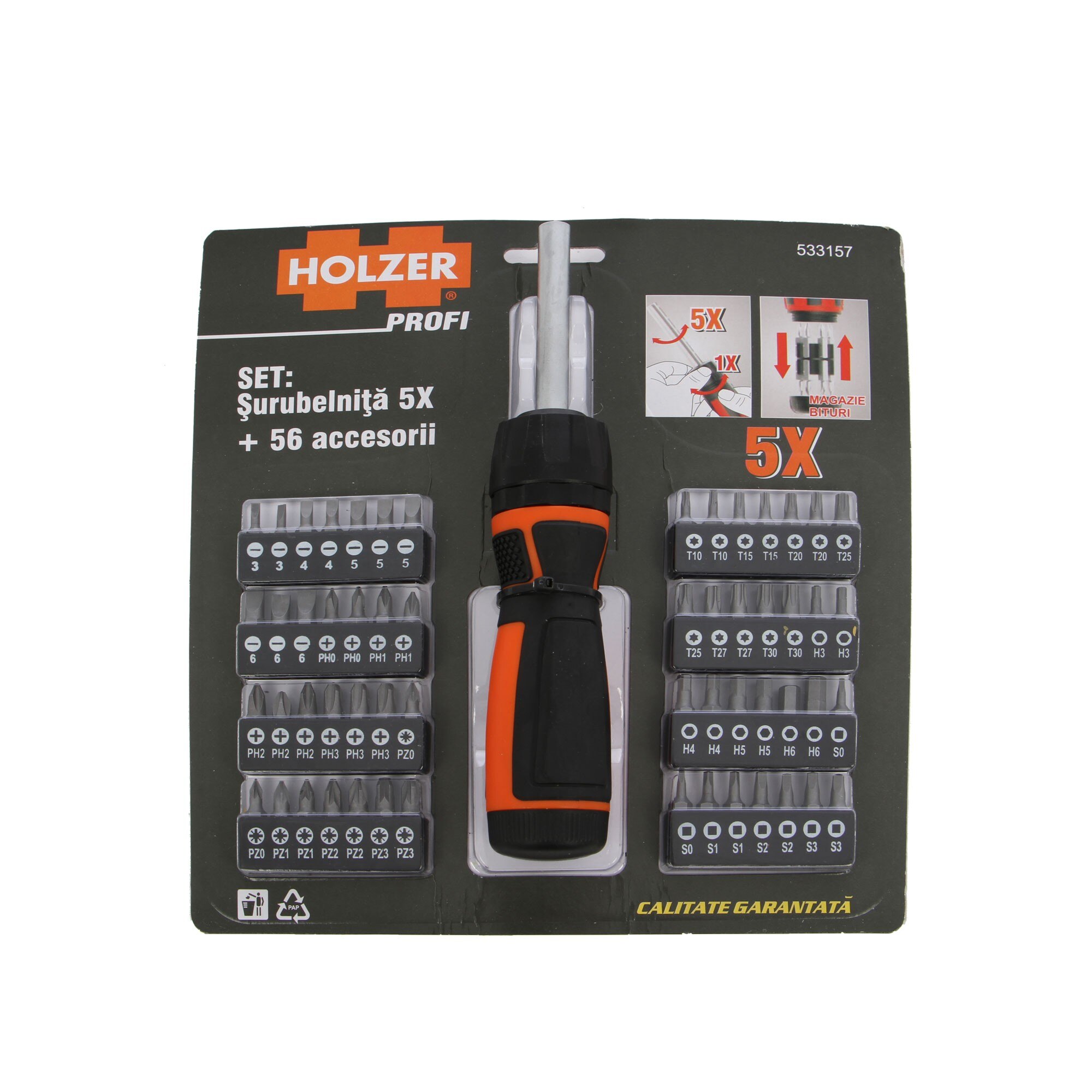 Set surubelnita Holzer Profi cu 56 de accesorii - eMAG.ro