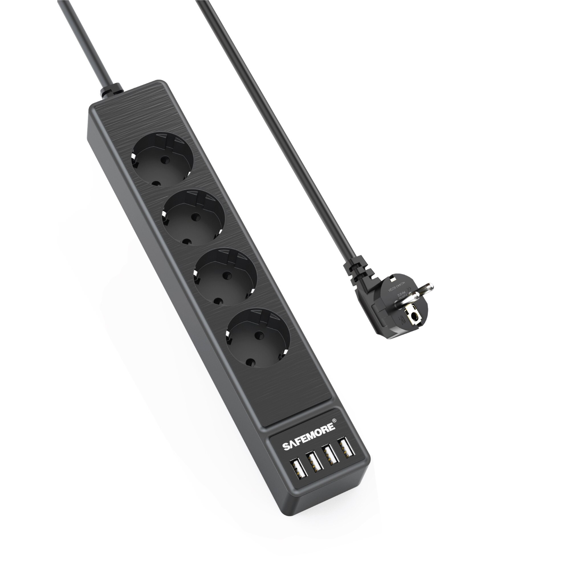 Prelungitor tip turn SAFEMORE, 220-250V, 2500W, 4xUSB/4xPriza curent ...