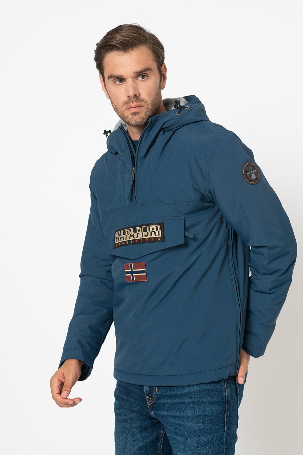 Napapijri, Geaca cu gluga, fara inchidere Rainforest, Albastru prafuit ...