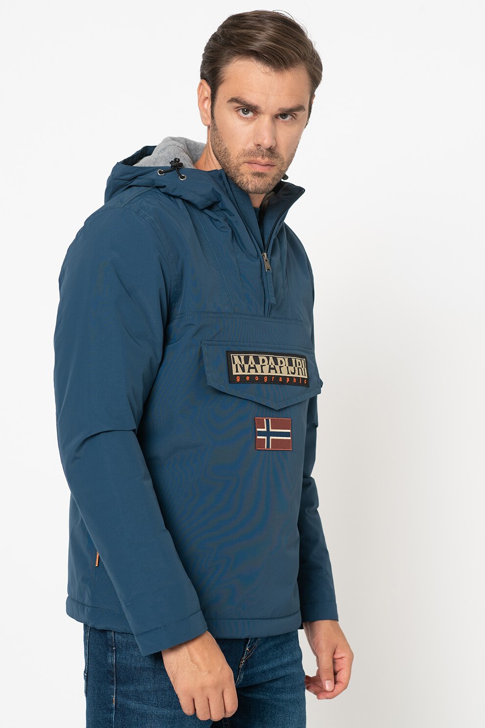 Napapijri, Geaca cu gluga, fara inchidere Rainforest, Albastru prafuit ...