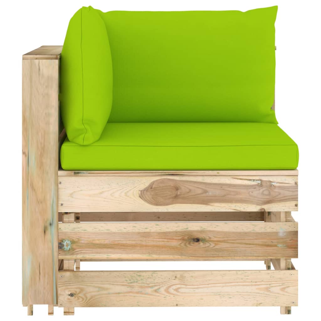 Set mobilier gradina cu perne, 6 piese, lemn verde tratat - eMAG.ro