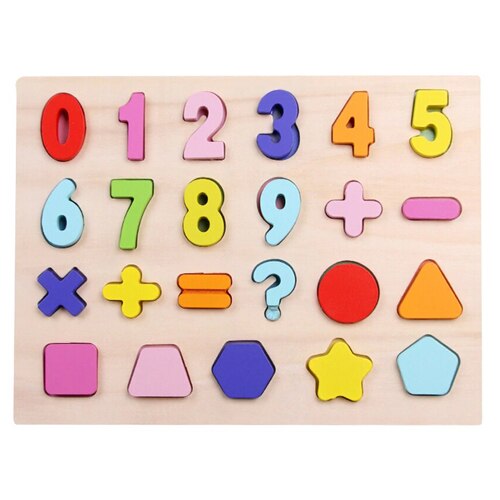 Puzzle lemn cu numere si forme geometrice, 23 piese - eMAG.ro