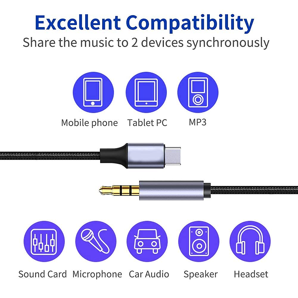 Cablu USB C/ Jack OEM, 3.5 mm, 1 m, Negru - eMAG.ro