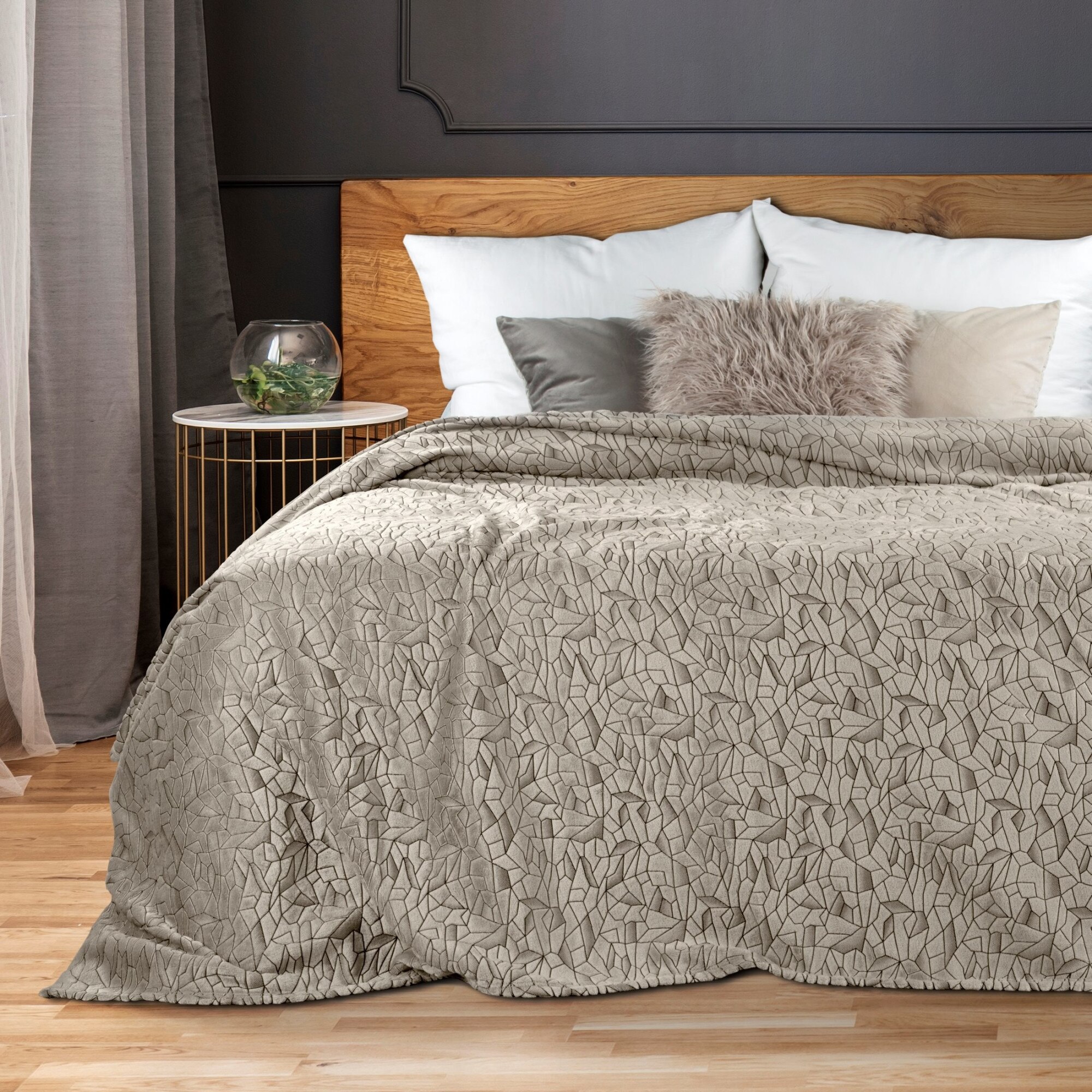 Cuvertura de Pat, Patura pled, Eurofirany, 150x200, ESTER, Bej - eMAG.ro