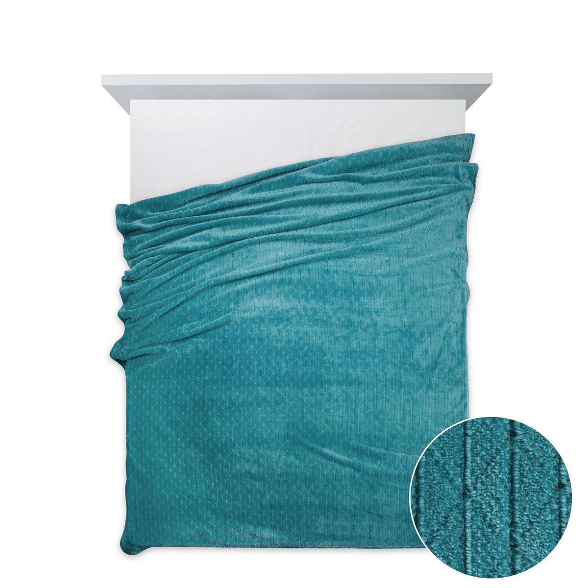Cuvertura de Pat, Patura pled, Eurofirany, 200x220, CINDY-4, Turcoaz ...