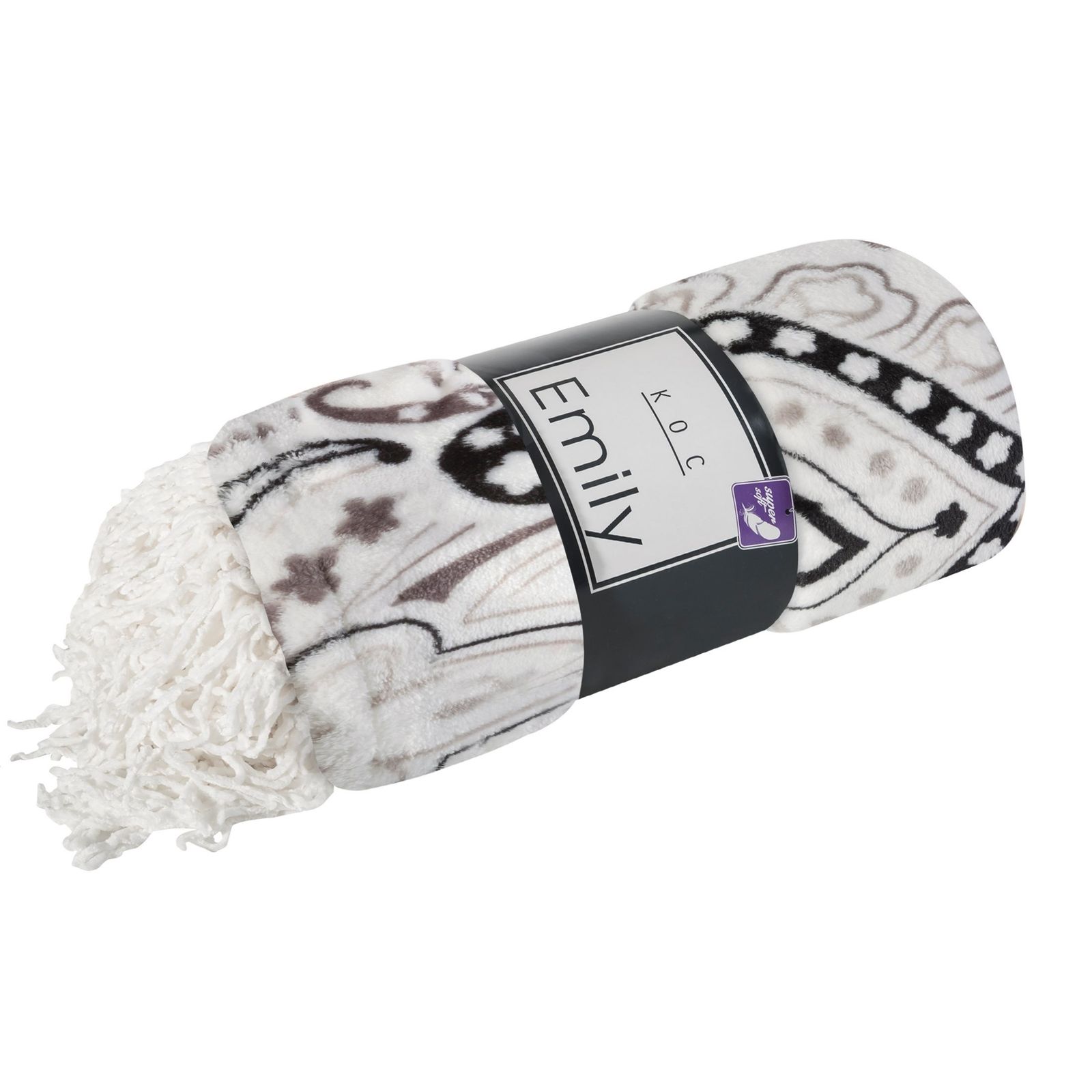 Cuvertura de Pat, Patura pled, Eurofirany, 150X200, LEA, Crem/ Otel ...