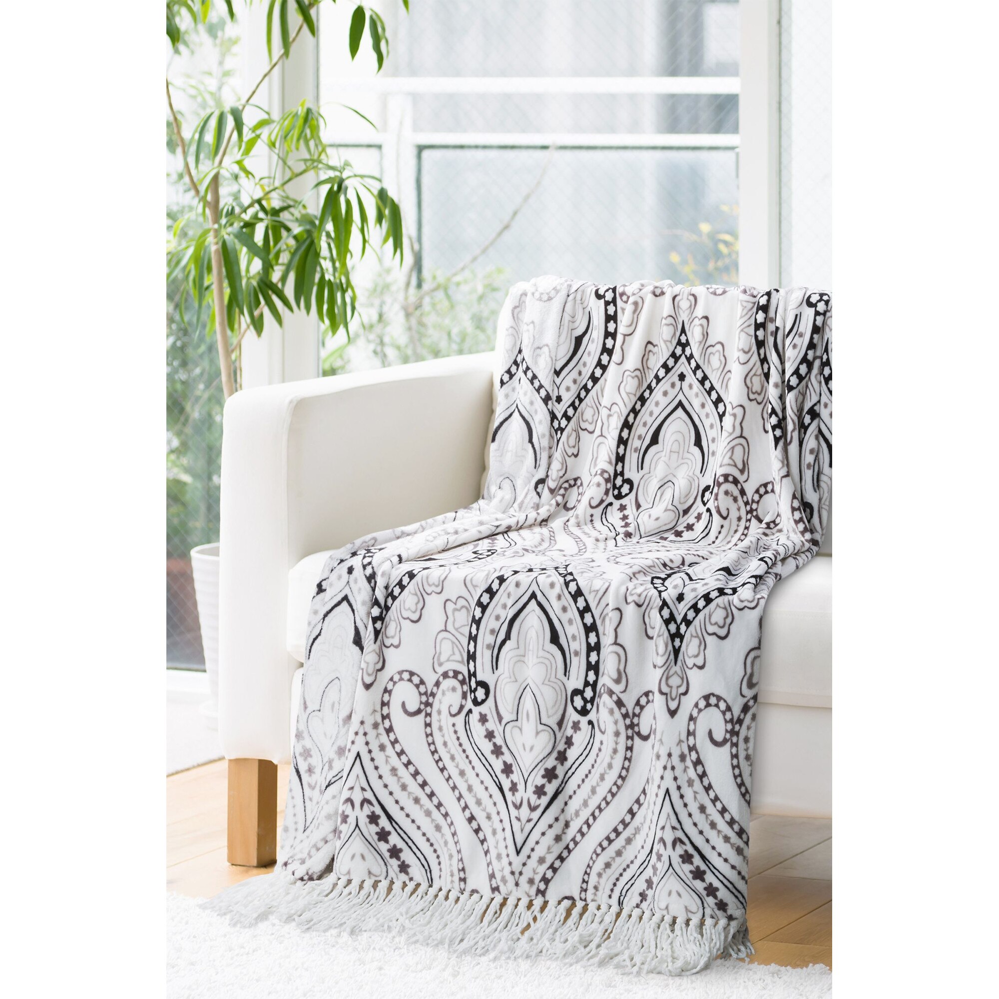 Cuvertura de Pat, Patura pled, Eurofirany, 150X200, LEA, Crem/ Otel ...