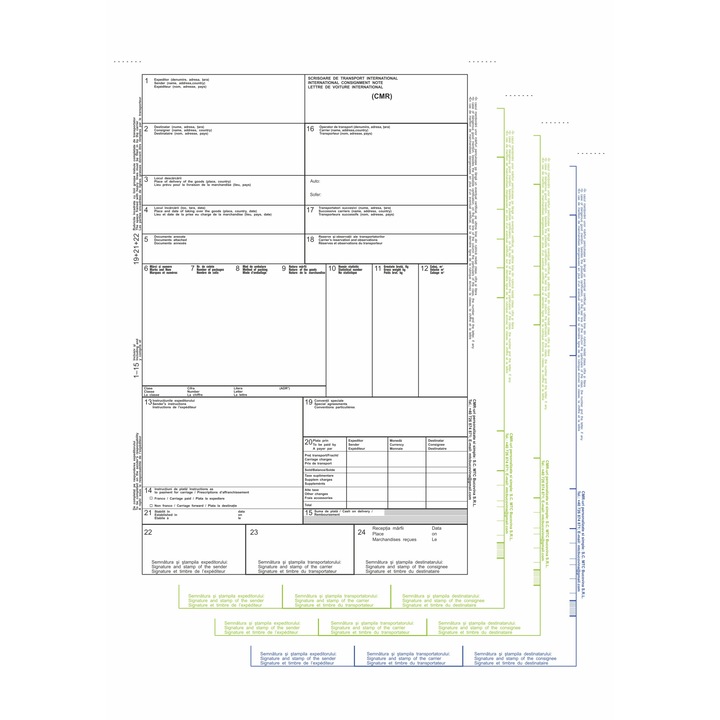Set 10 carnete CMR international, Format A4, 4 exemplare autocopiative ...