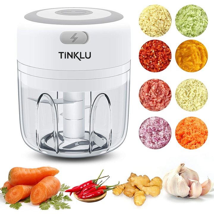 Mini tocator electric TINKLU, 250 ml, 3 lame din inox, functionare fara ...