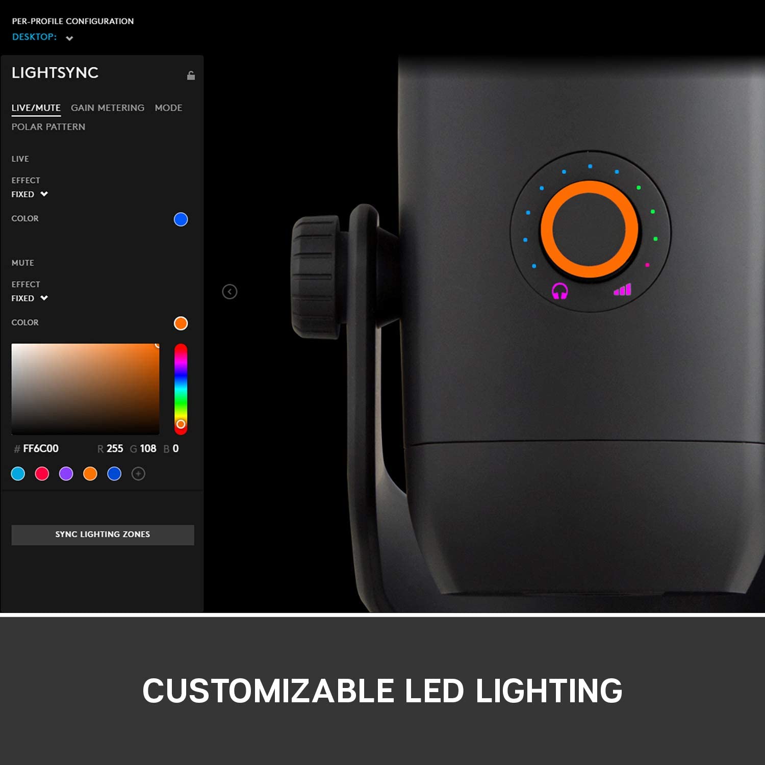 Професионален кондензаторен микрофон Blue Yeti X, персонализирани LED ...
