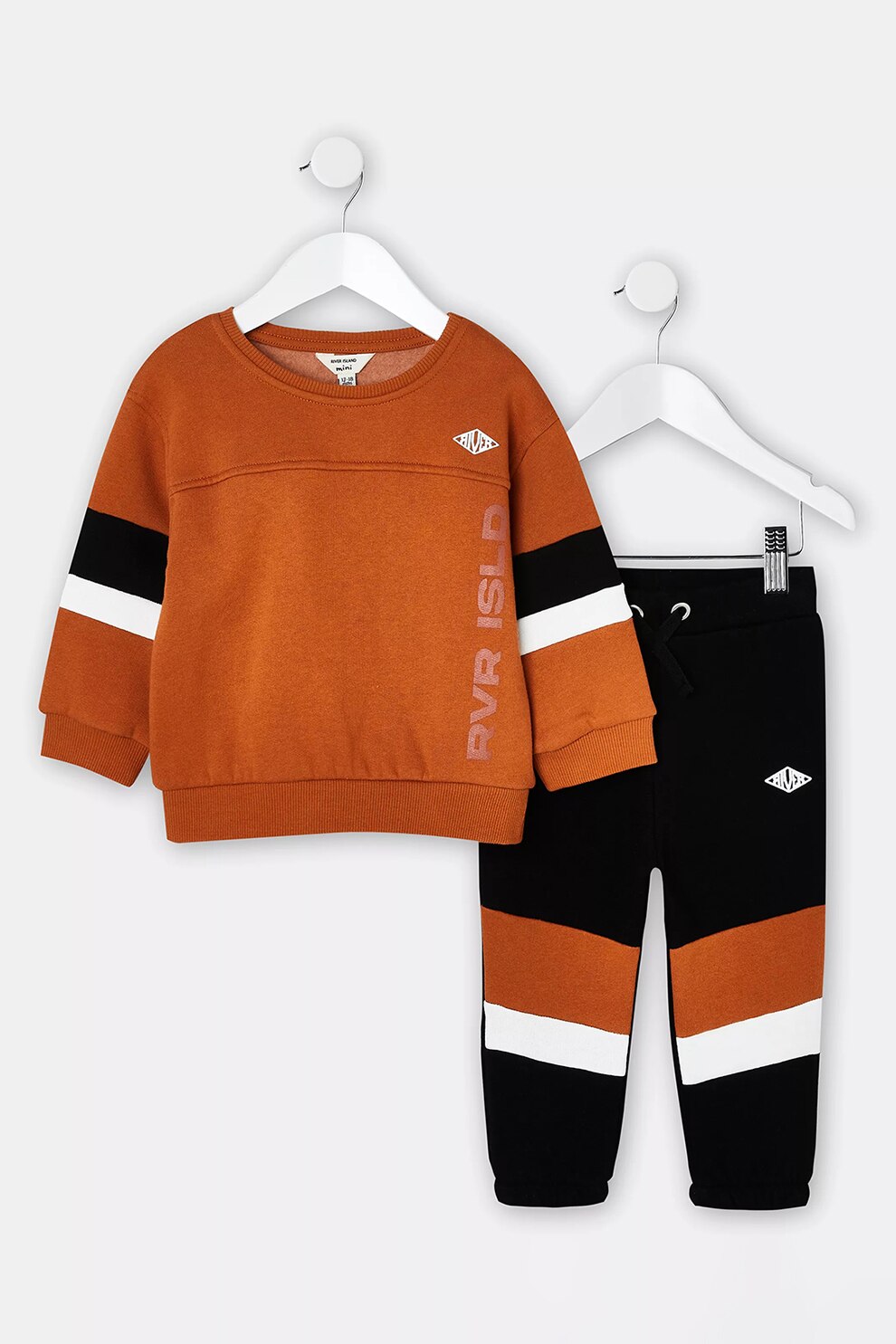 RIVER ISLAND, Спортен екип с цветен блок, Черен/Кафяв, 75 CM Standard ...