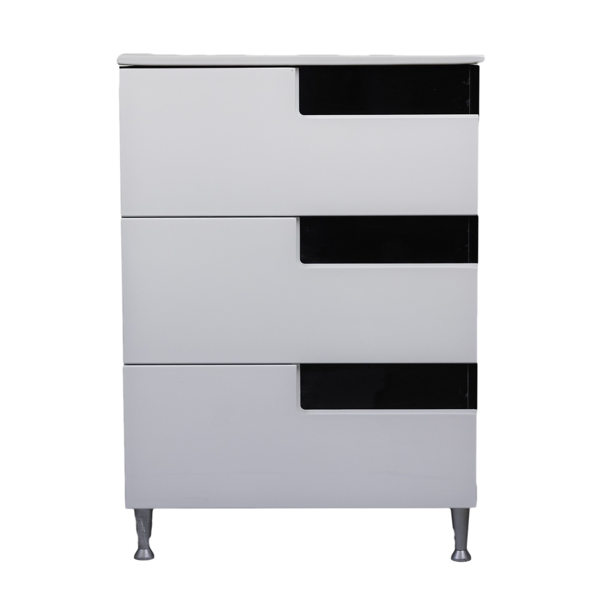 Mobilier baie 60 cm, 3 sertare, mdf frezat, lavoar, 60x46 cm, alb cu ...