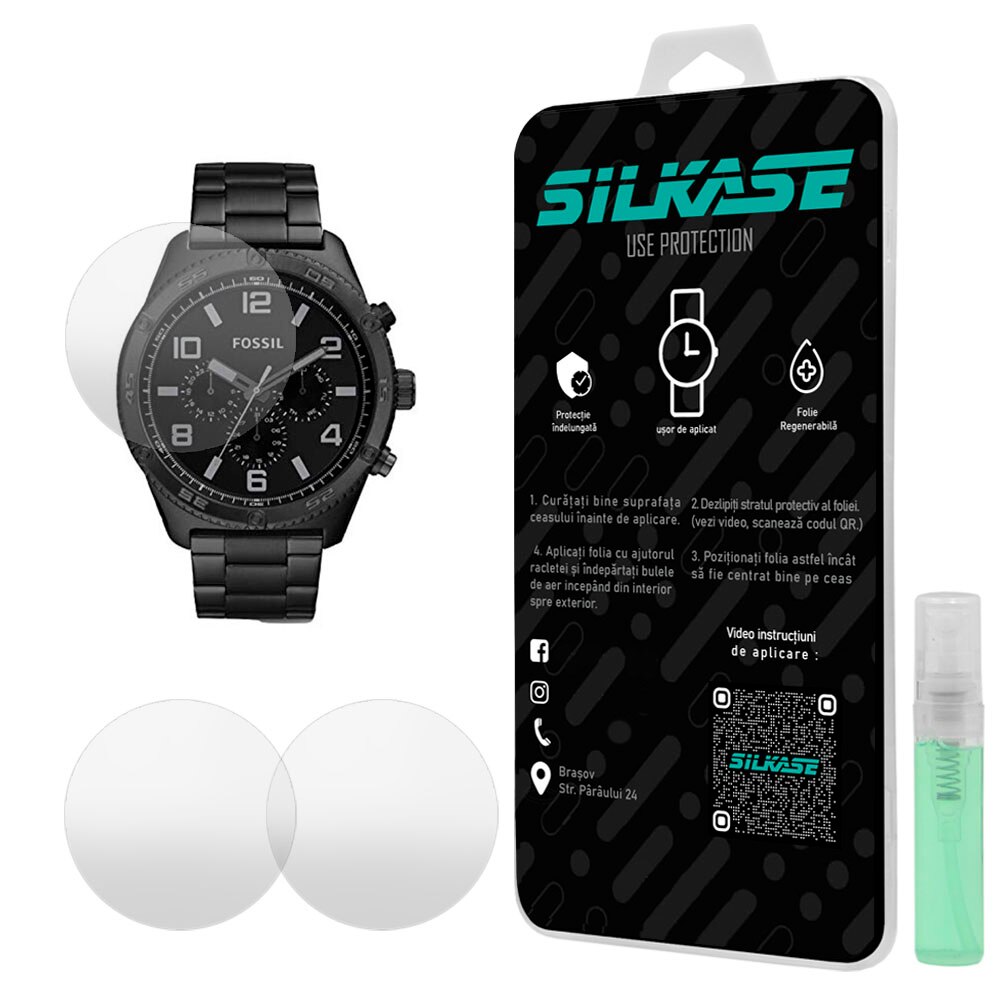 Комплект от 3 матови фолиа SILKASE за Fossil BQ2532, силикон, възобновяеми, Full-display - eMAG.bg