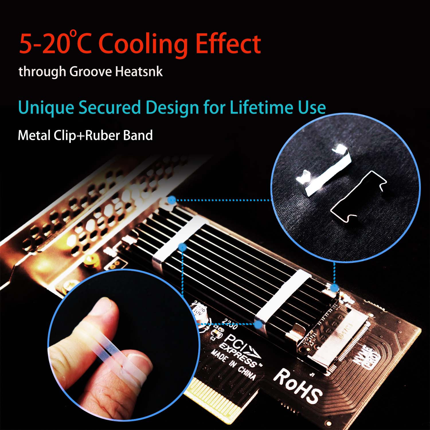 Adaptor M.2 PCIe 4.0/3.0 NVMe cu radiator de 3 mm grosime M.2 pentru M ...